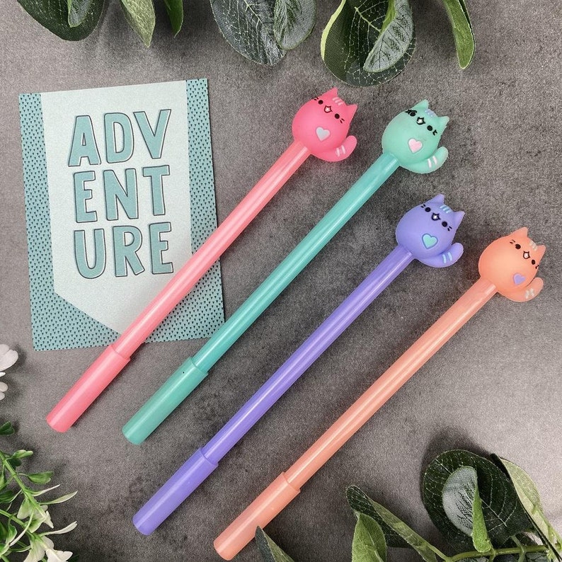 Colourful Cat Gel Pens Gel Pen Cat stationery Office | Etsy