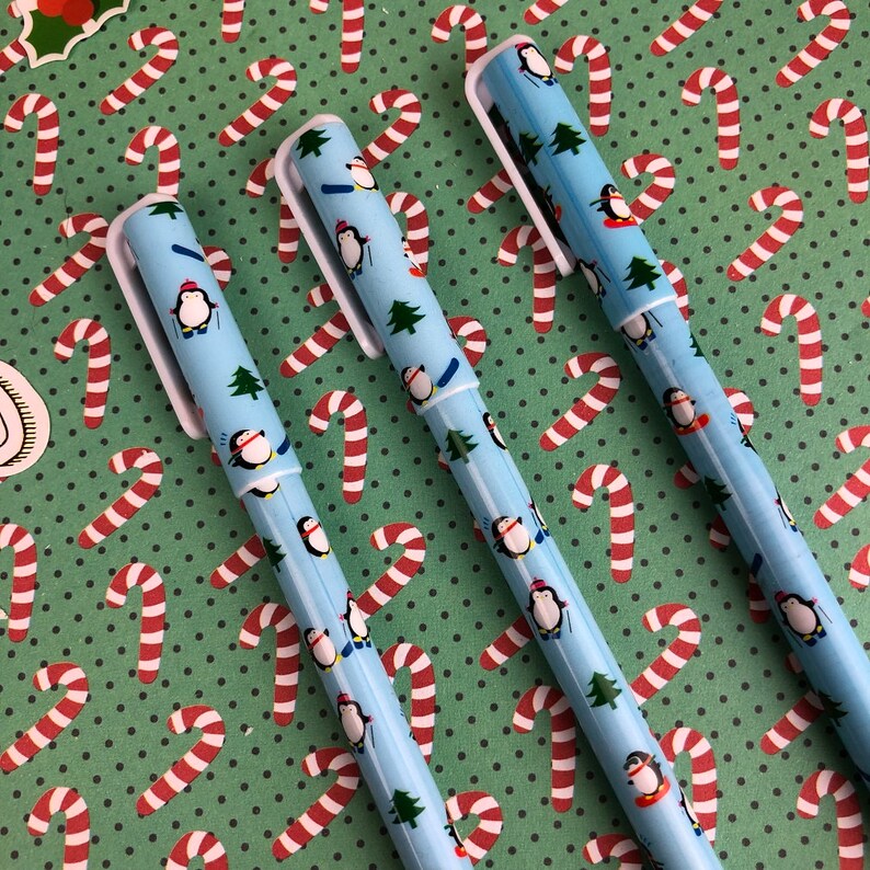 Penguin Gel Pen Penguin Pen Penguin Stationery Christmas Etsy