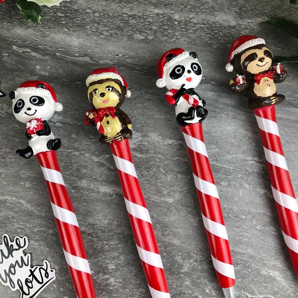 Cute Panda and Sloth Christmas Pens Sloth Pen Panda Pen - Etsy UK