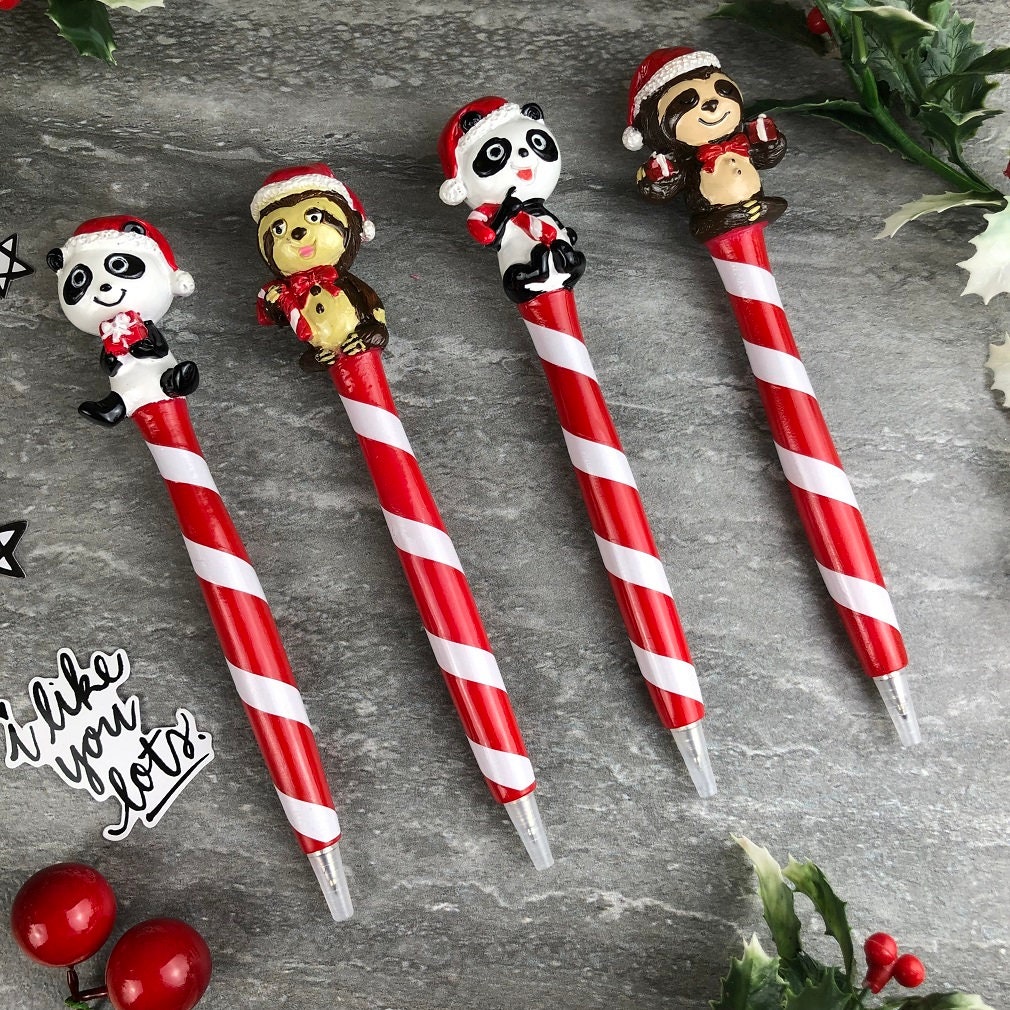 Cute Panda and Sloth Christmas Pens Sloth Pen Panda Pen - Etsy UK