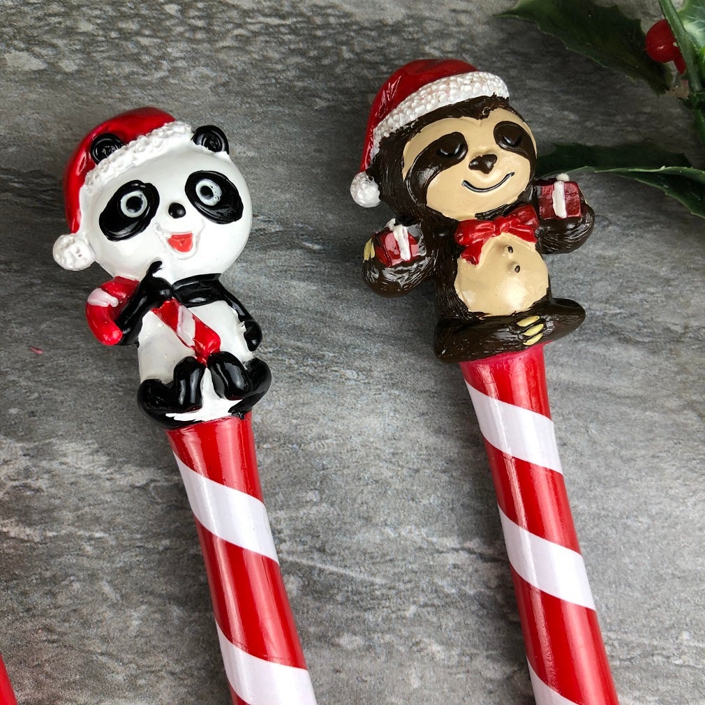 Cute Panda and Sloth Christmas Pens Sloth Pen Panda Pen - Etsy UK