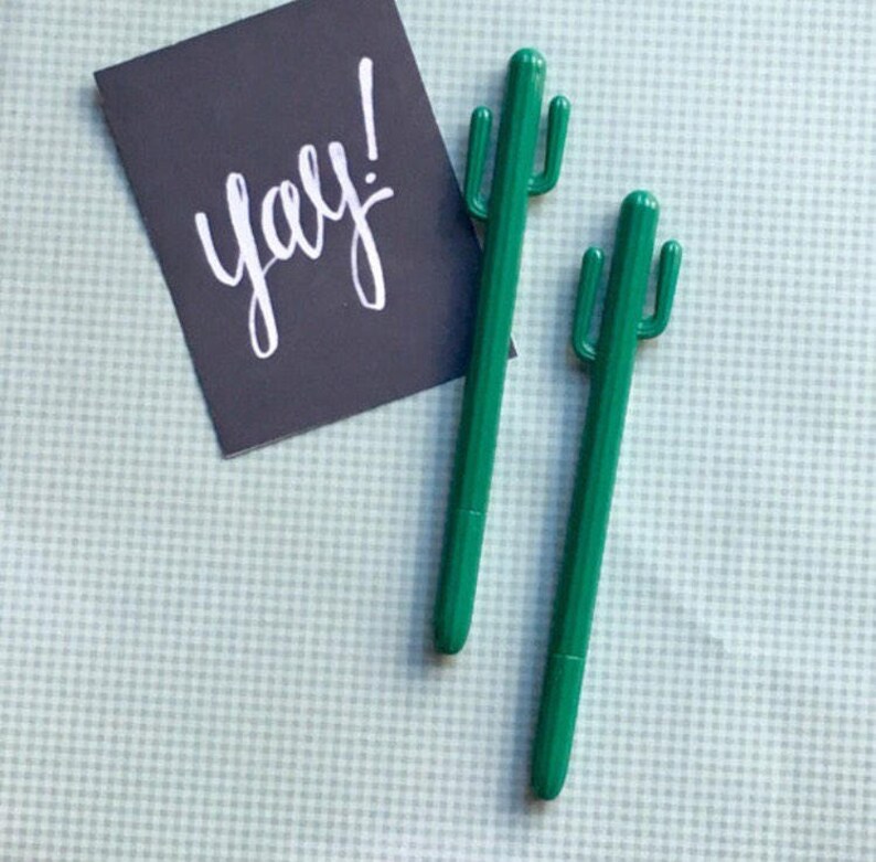 Cactus Gel Pen Dark Green Lime Green Olive Cactus Pen - Etsy