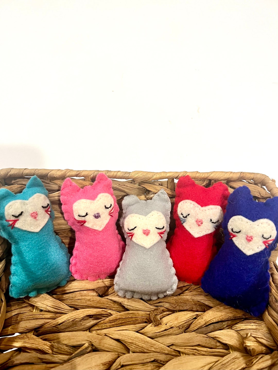 Pocket Kitties, Pocket Pet, Worry Animal, Felt Cat, Valentine, Heart - Etsy