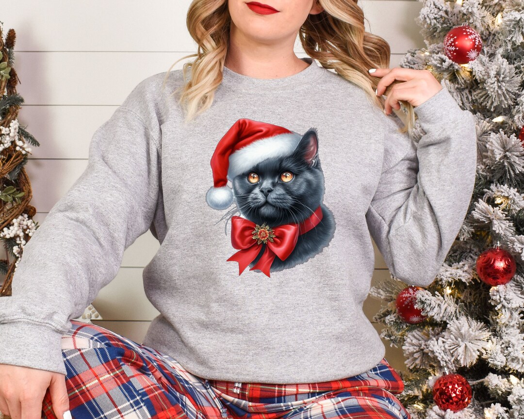 Xmas Sweatshirt Birman Cat Christmas Sweater Xmas Jumper Day Santa Hat ...