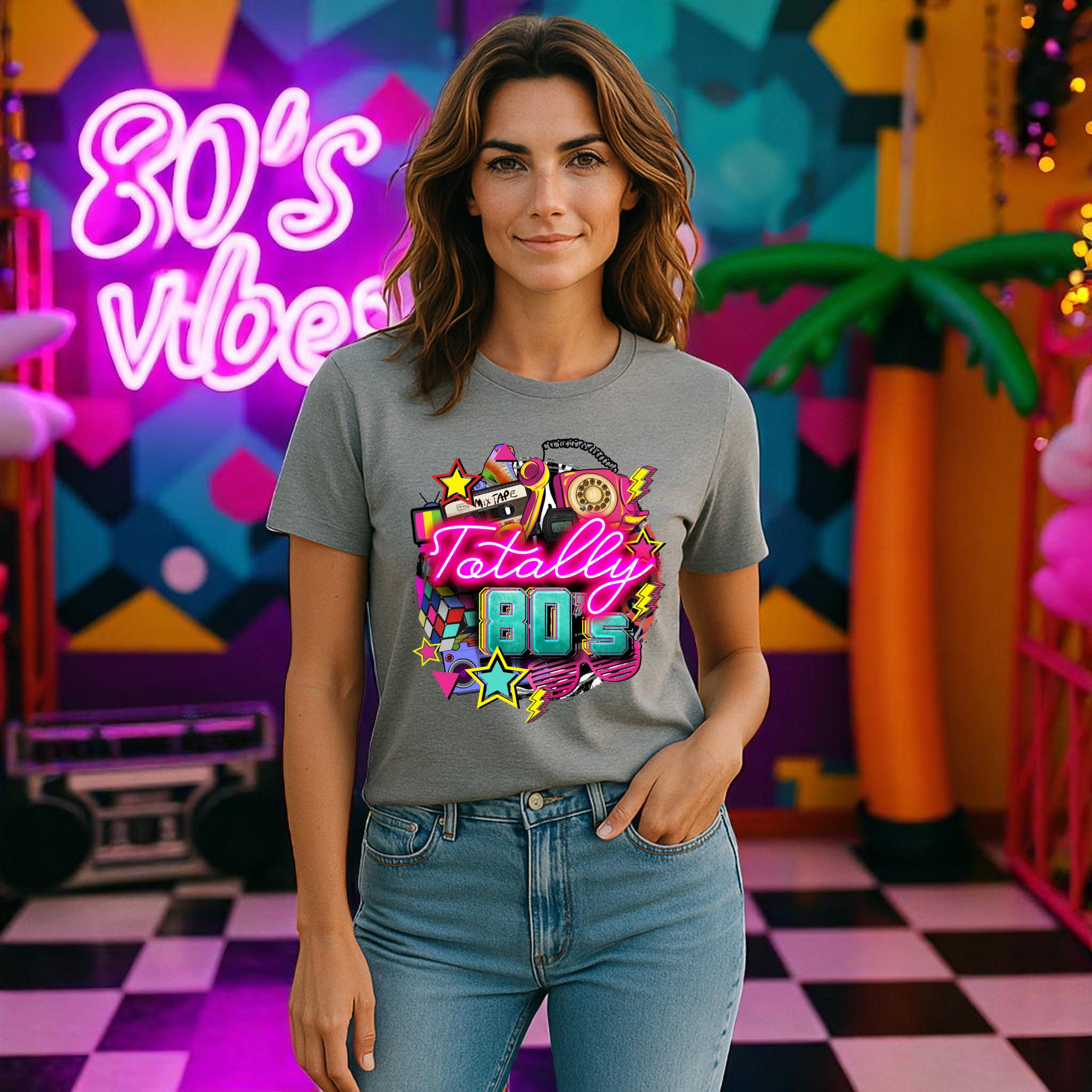 Retro Neon Shirt Vintage 80s Throwback Style Cotton Tee Casual Wear ...