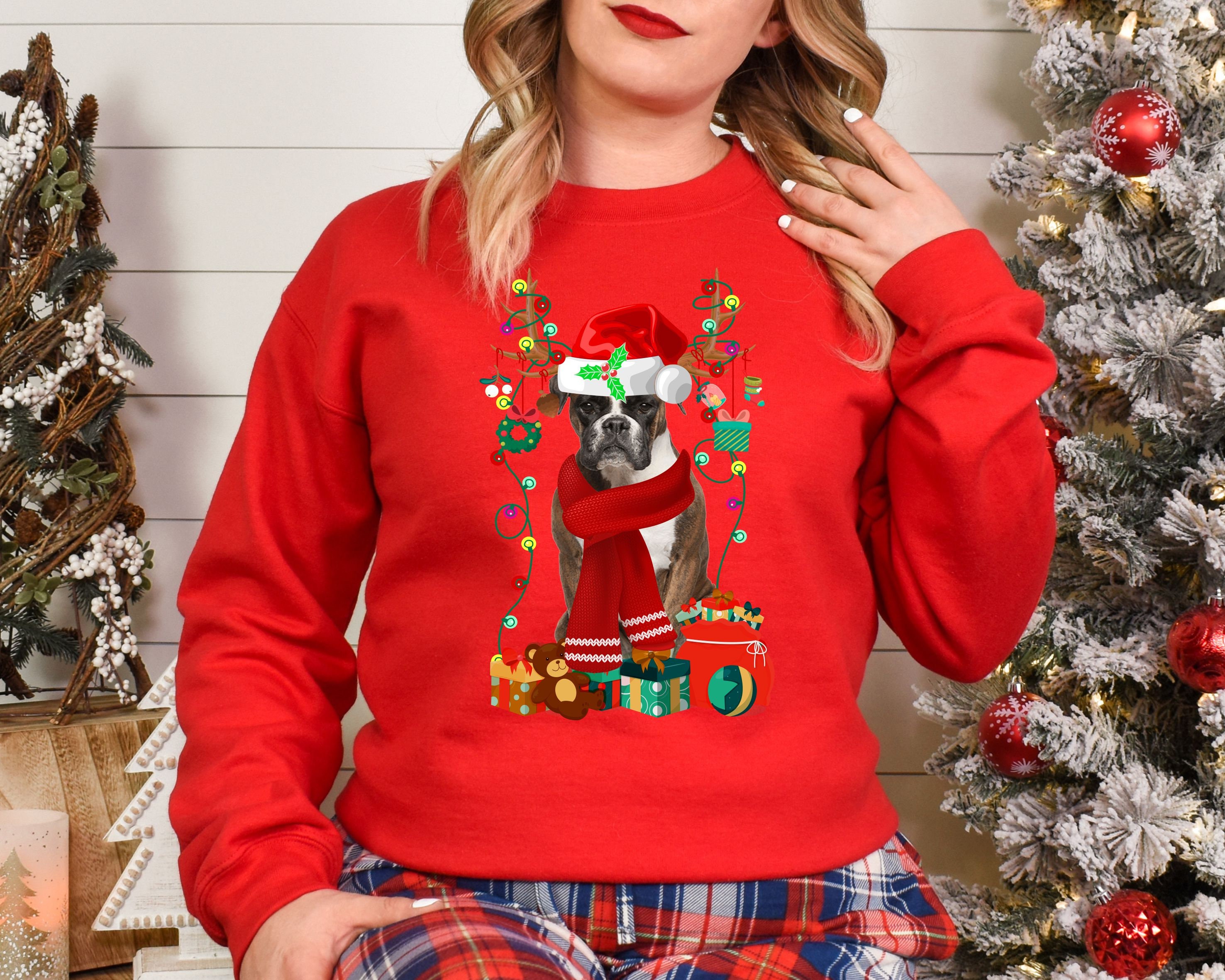 Boxer dog christmas sweater store