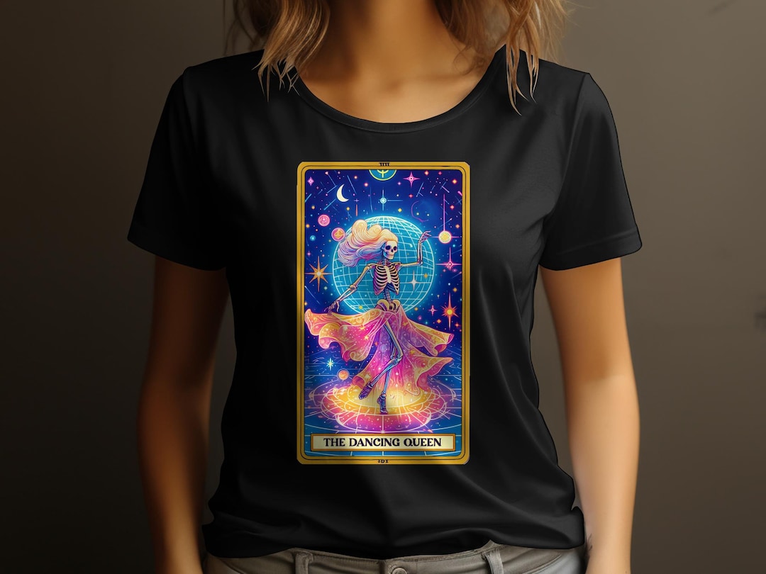 Dancing Queen Skeleton Tarot Card T-shirt, Aesthetic Goth Apparel ...