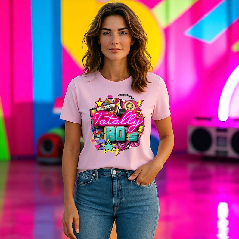 Retro Neon Shirt Vintage 80s Throwback Style Cotton Tee Casual Wear ...