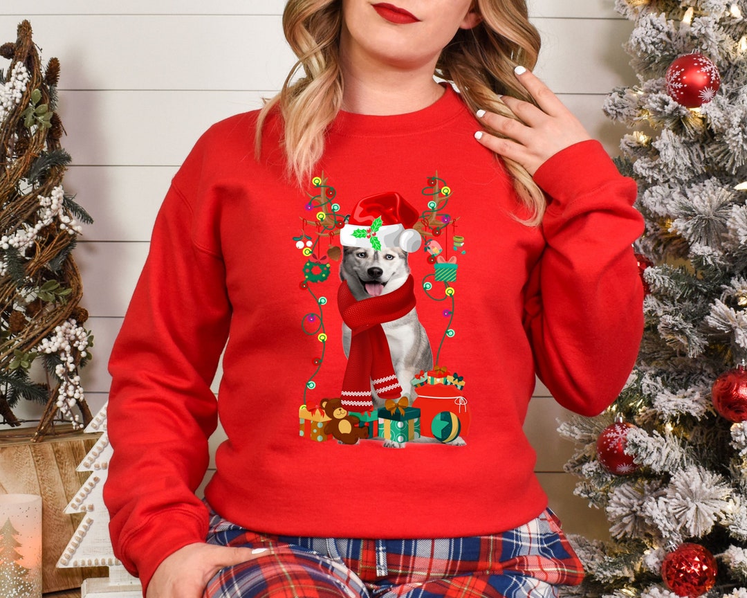 Xmas Sweatshirt Siberian Husky Dog Christmas Sweater Unisex Xmas Jumper ...