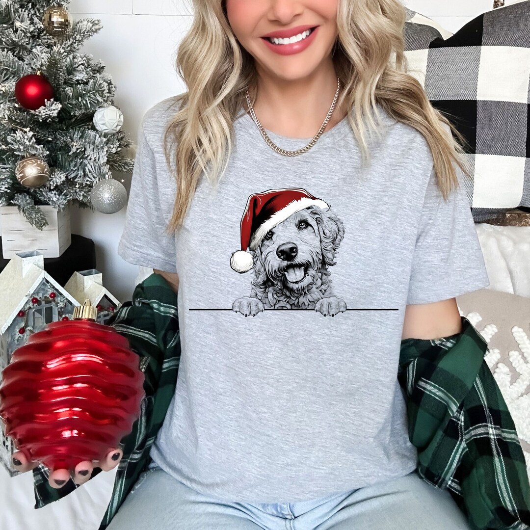 Xmas Tshirt Labradoodle Dog Christmas T Shirt Santa Hat Design Xmas T ...