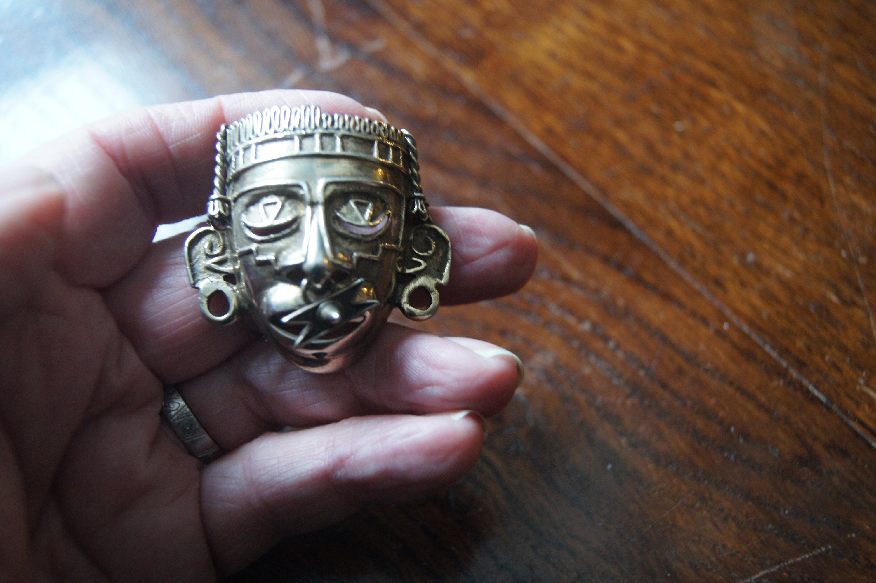 Unusual Vintage Aztec Mask Brooch With a Moving Nose-piercing - Etsy