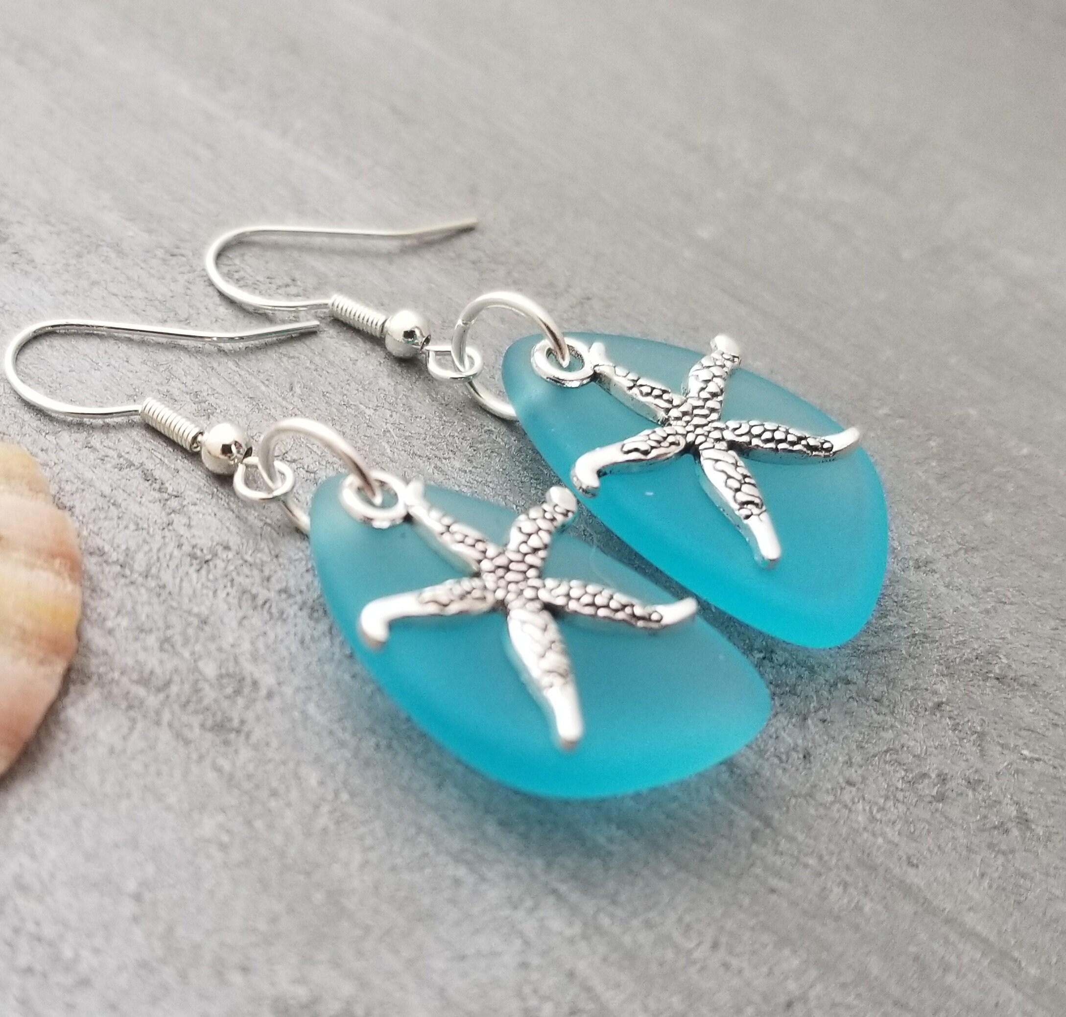 Handmade in Hawaii, Turquoise Bay Blue "twin Starfish" Sea Glass ...