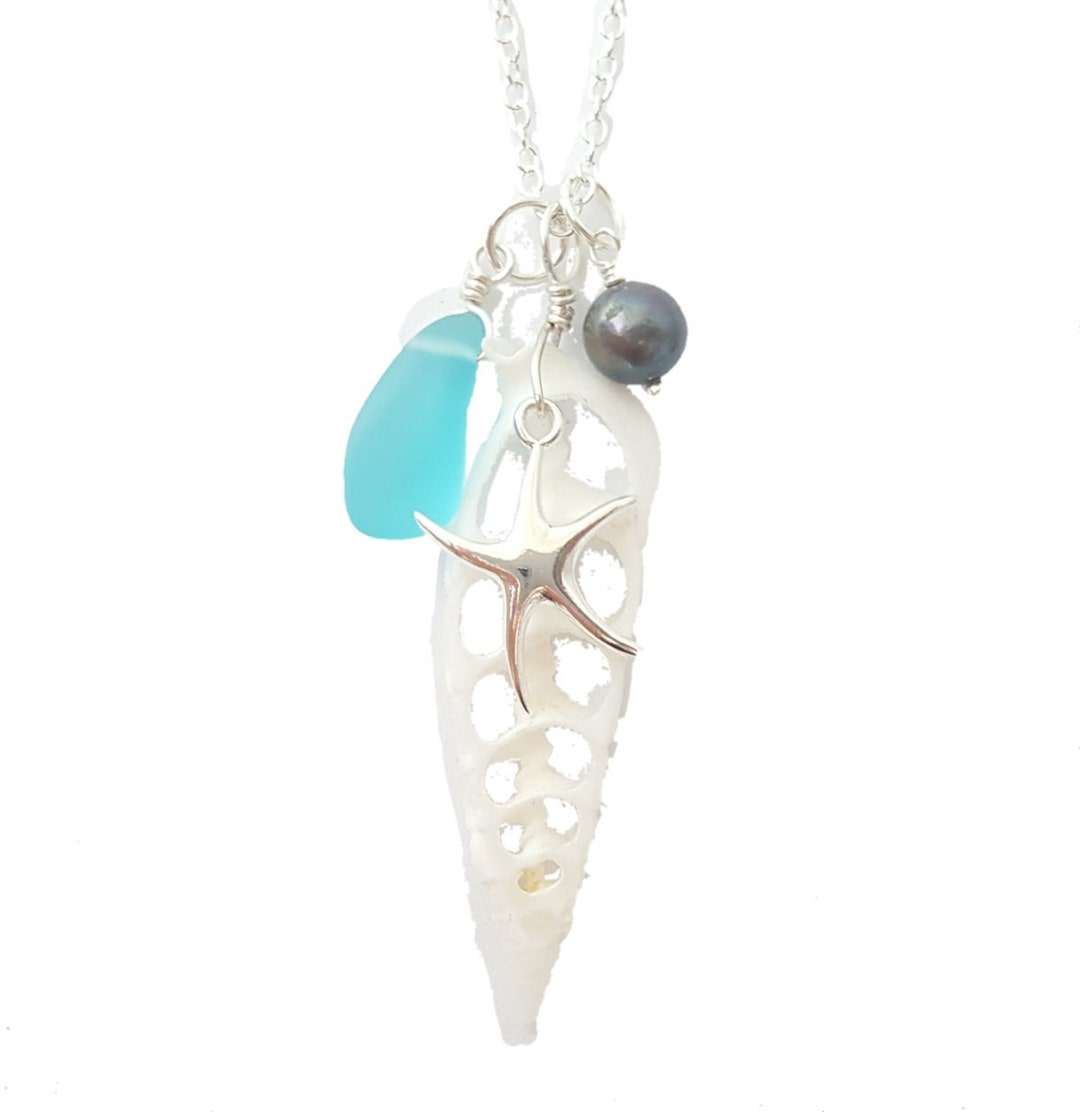 Hawaii Center Sliced Natural Terebra Turritella Shell Necklace With ...