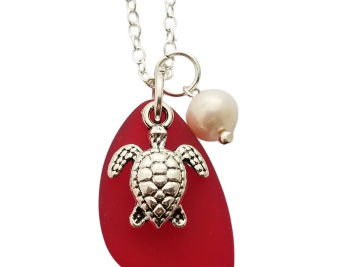 Genuine Ruby Red Sea Glass Beach Glass Sterling Silver Wire Wrapped ...