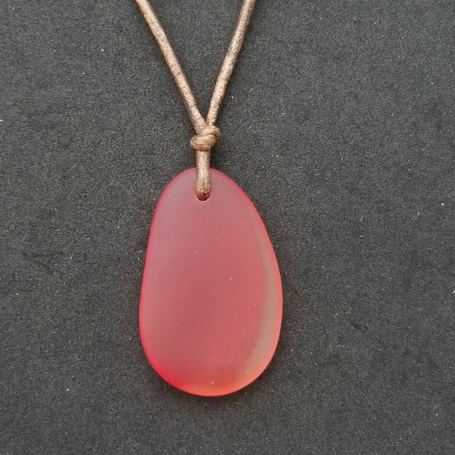 Hawaiian Jewelry "sunset" Sea Glass Necklace, Ruby Red Necklace Leather ...