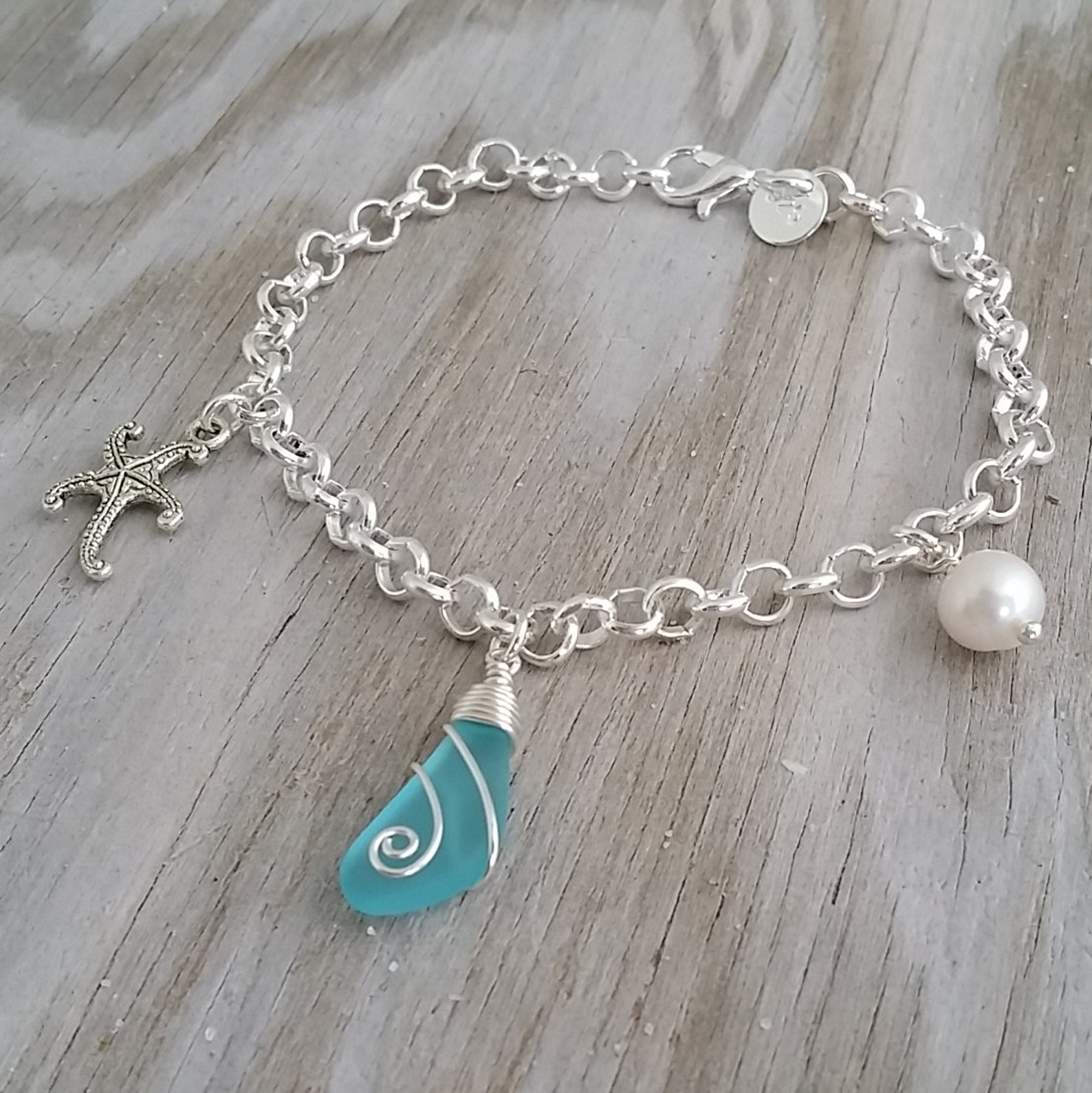 Handmade in Hawaii Wire Wrapped Blue Sea Glass Chain - Etsy