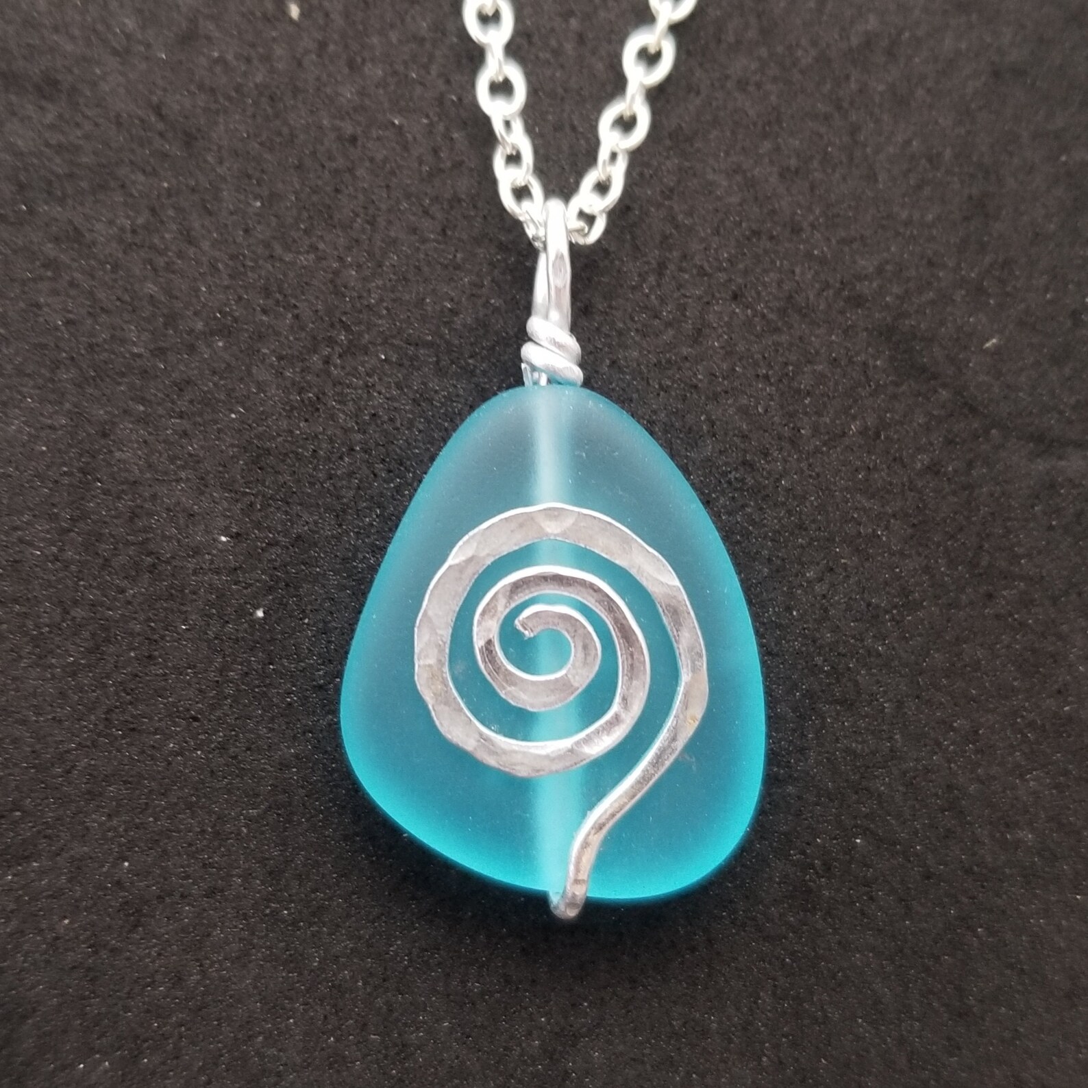 Moana Inspired Hammered Swirls Blue Sea Glass Beach Necklace - Etsy