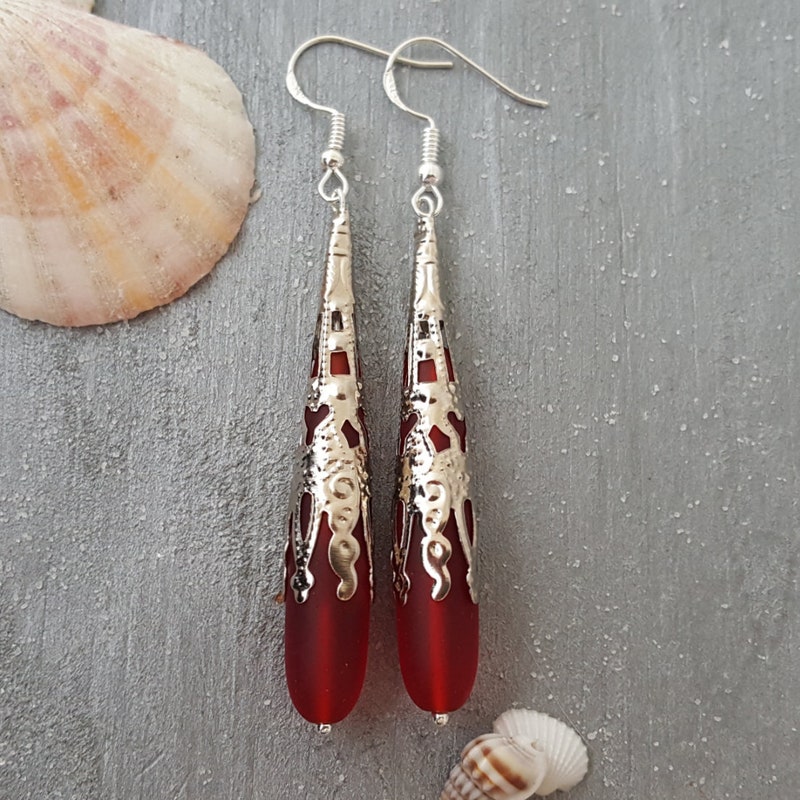Red Glass Earrings - Etsy