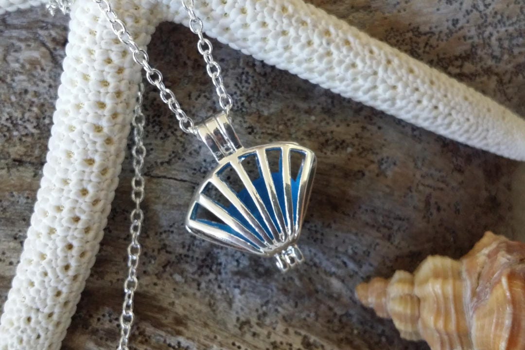 Handmade in Hawaii Seashell Necklace Hawaii Wish Locket Blue - Etsy