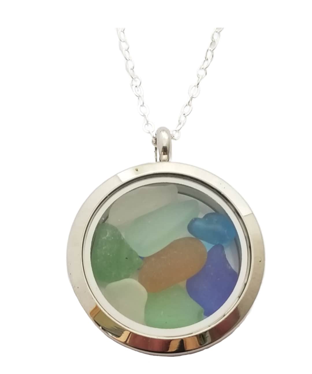 Hawaii Natural Sea Glass Memory Locket, Stainless Steel Locket, FREE ...