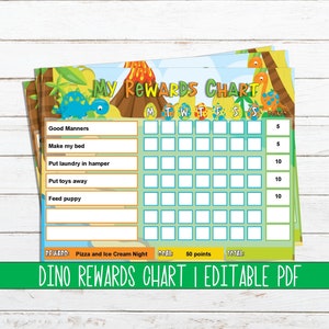 EDITABLE Dinosaur Reward Chart With Tokens, Printable Dinosaur Behavior ...