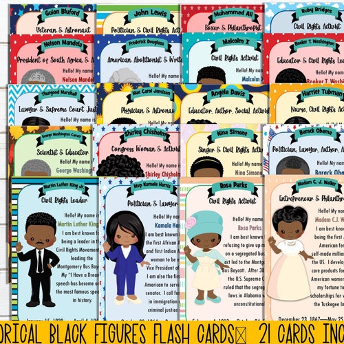 Black History Flash Cards Homeschool Resources Kids Flash - Etsy