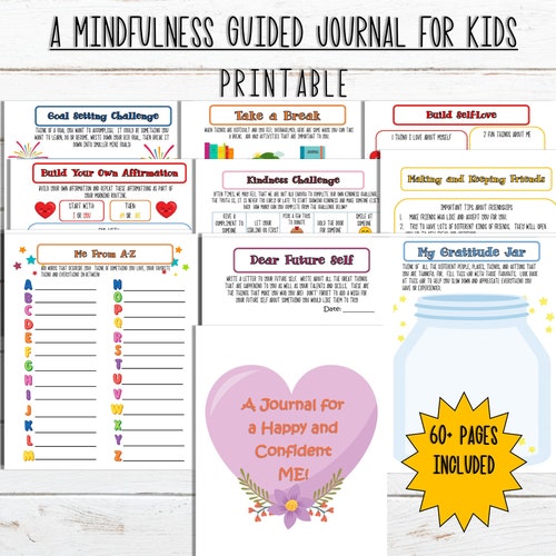 Mindfulness Guided Journal for Kids Positive Thinking Mental - Etsy
