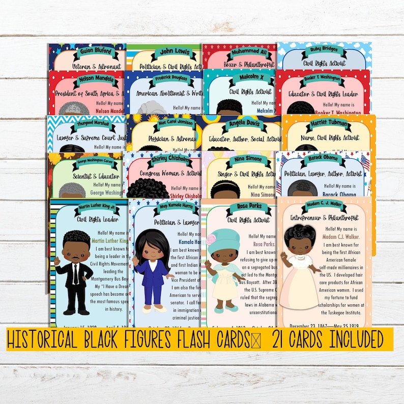 Black History Flash Cards, Homeschool Resources, Kids Flash Cards ...