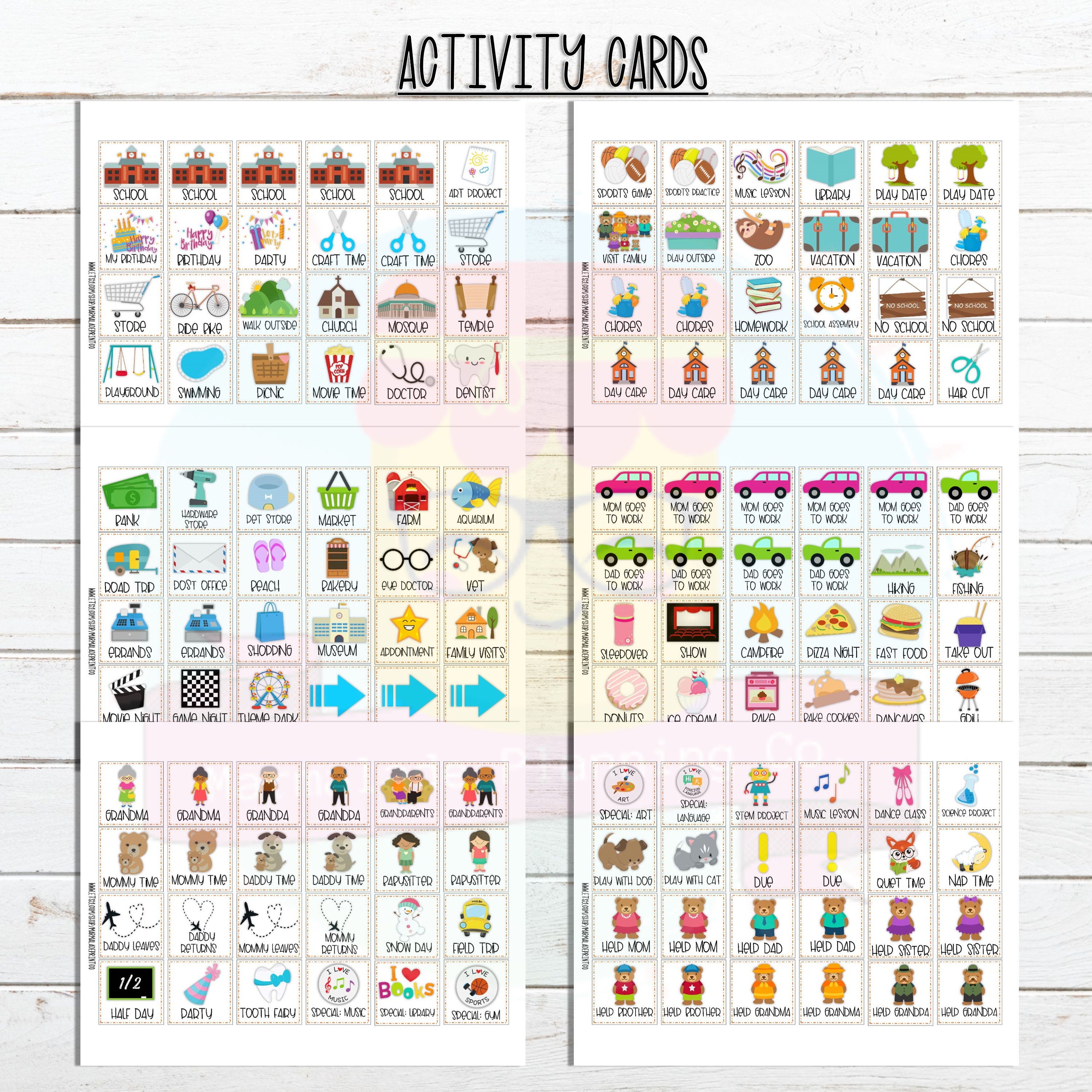 Printable Weekly Schedule With 288 Cards, Visual Calendar, Weekly ...