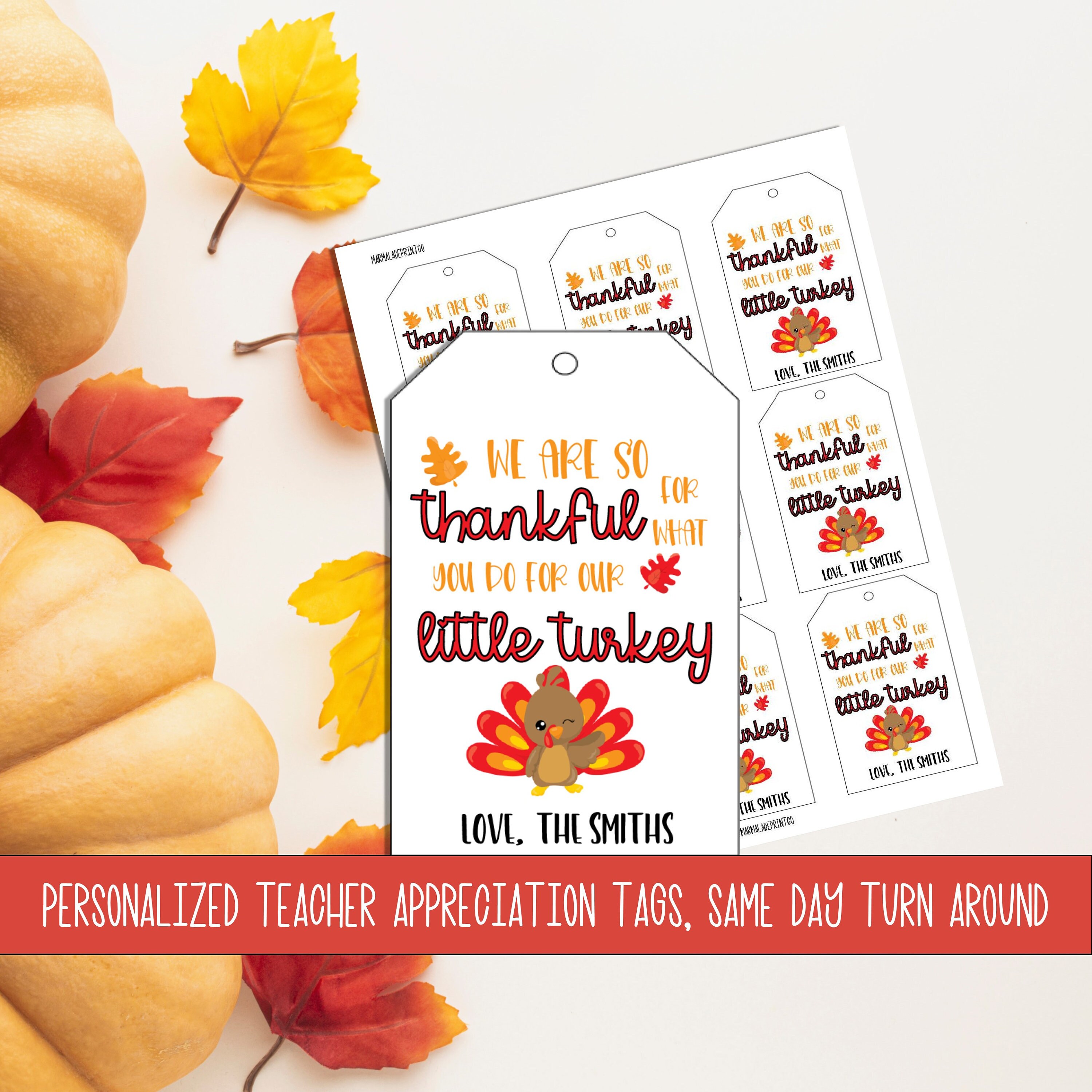 Printable Little Turkey Appreciation Tags, Thanksgiving Gift Tag ...