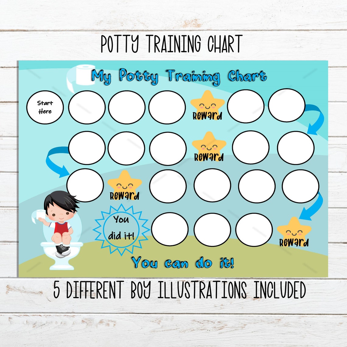 Potty Training Chart for Boys, Reward Stickers Chart - Etsy