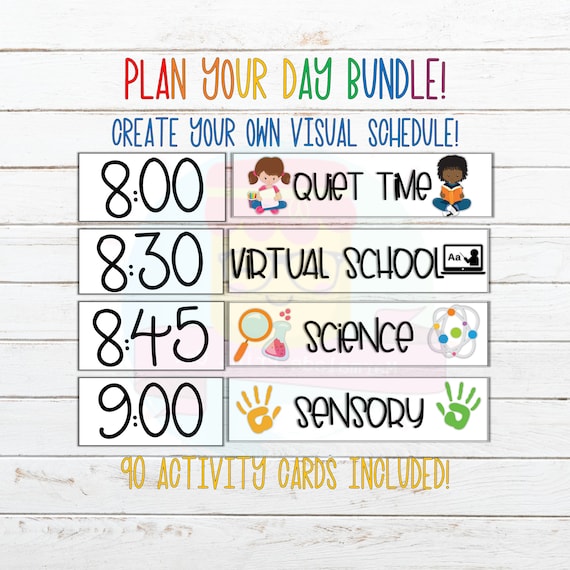 Printable Daily Schedule With Cards Homeschool Schedule - Etsy
