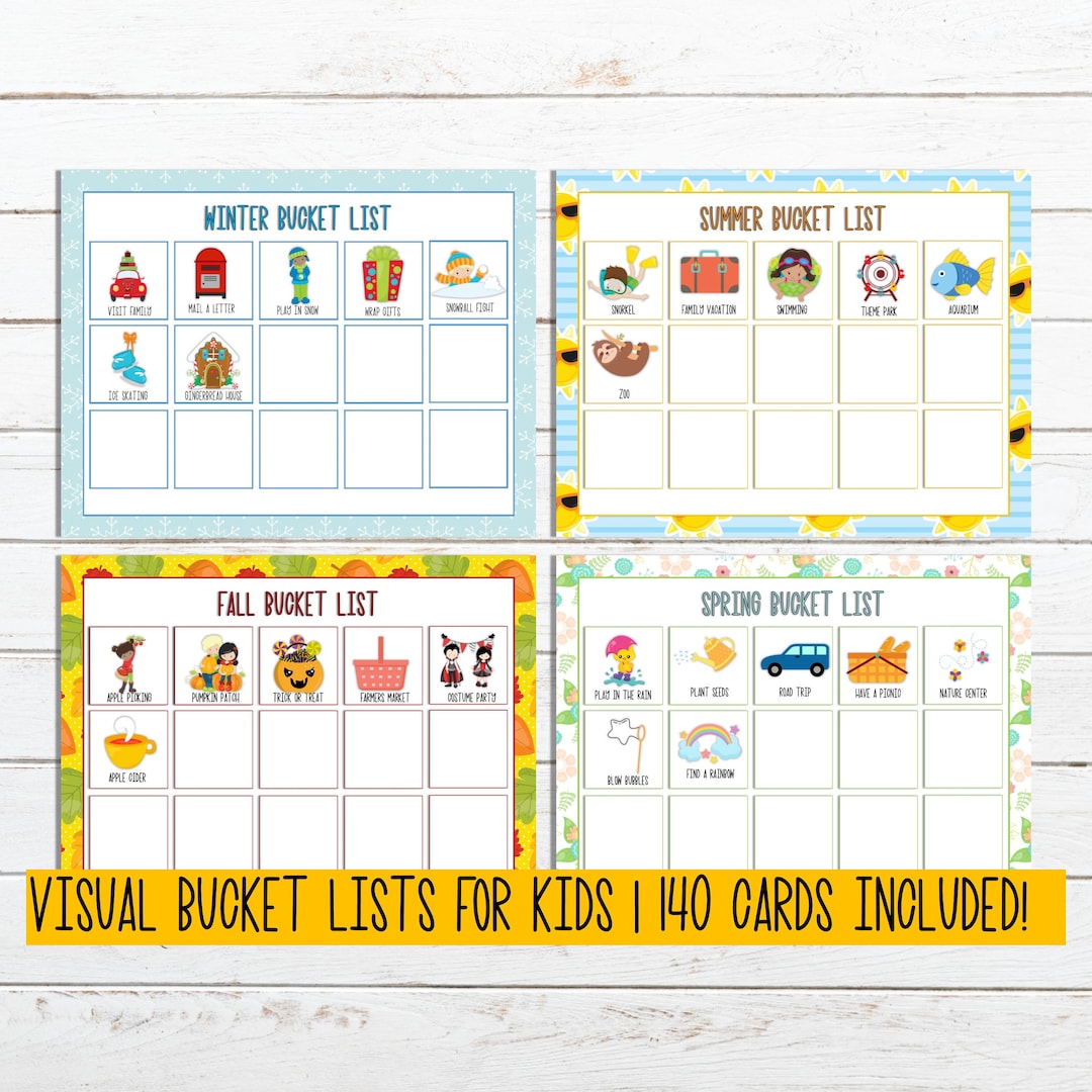 Seasonal Bucket Lists for Kids With 140 Cards , Visual Bucket List ...