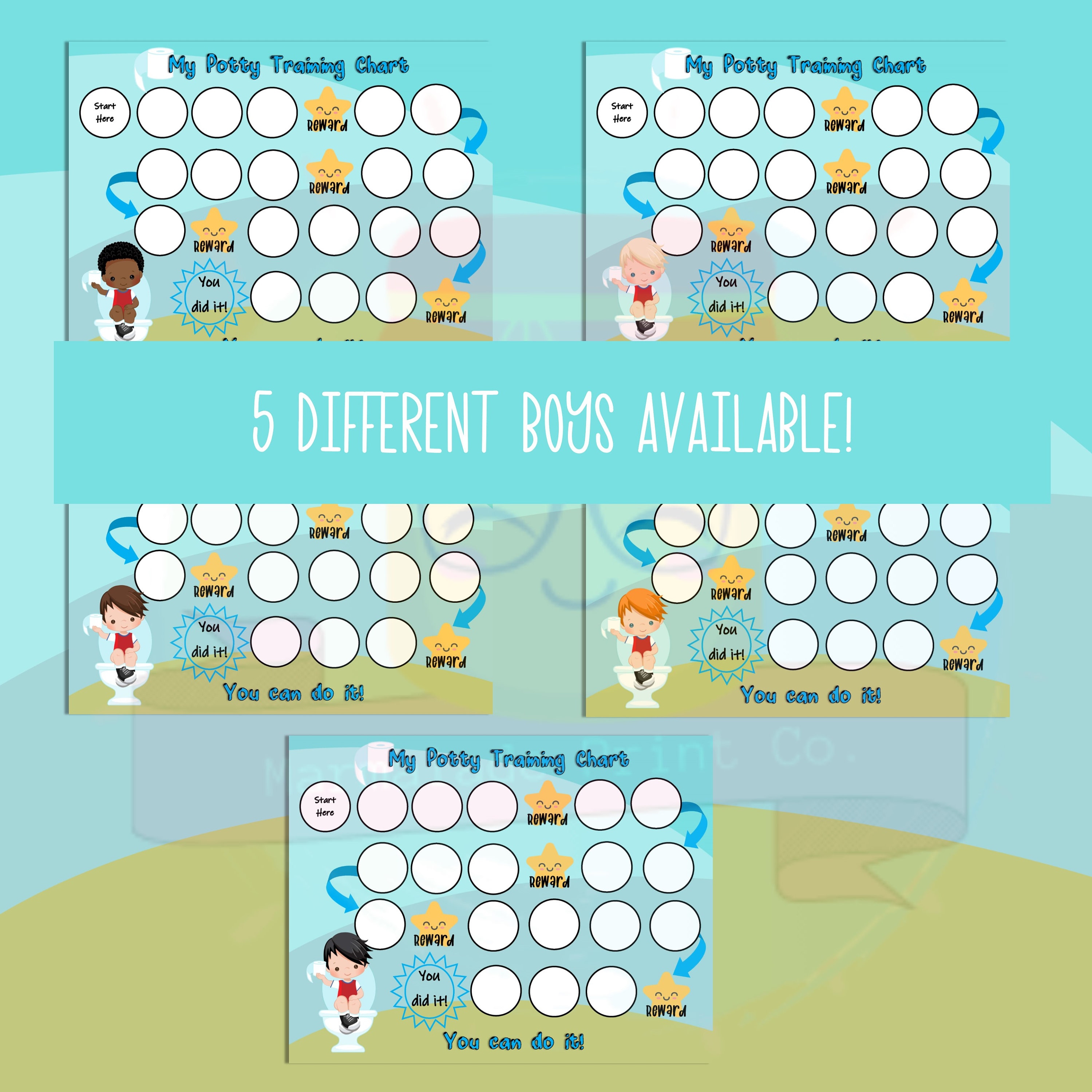 Potty Training Chart for Boys, Reward Stickers Chart - Etsy