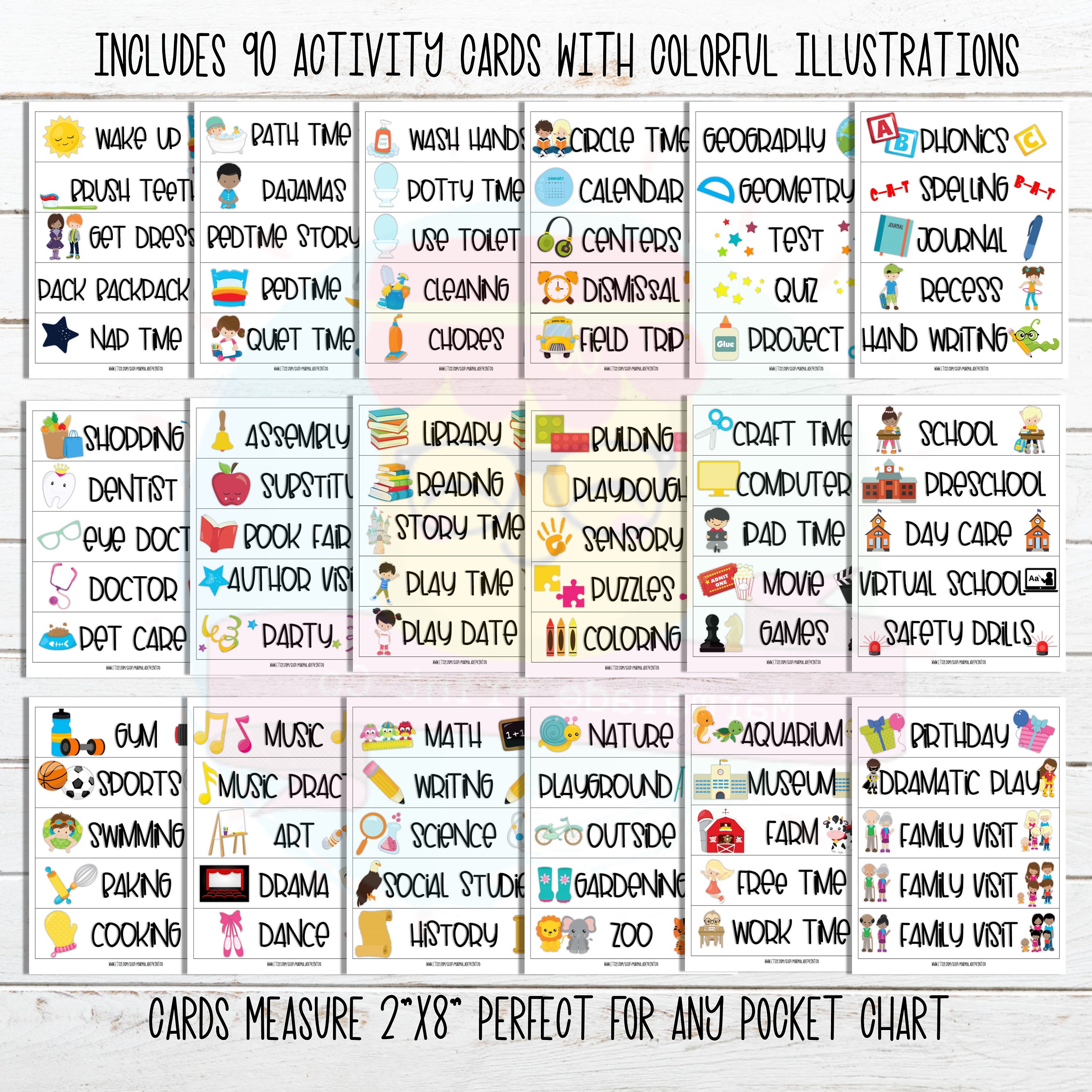 Printable Daily Schedule With Cards, Homeschool Schedule, Visual ...