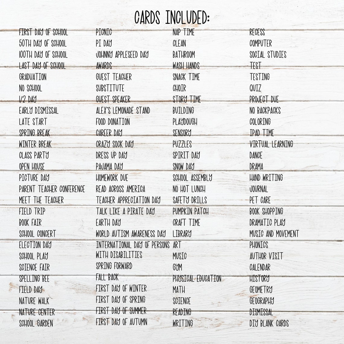 Printable School Activity Cards 114 Cards Included, Visual Calendar ...