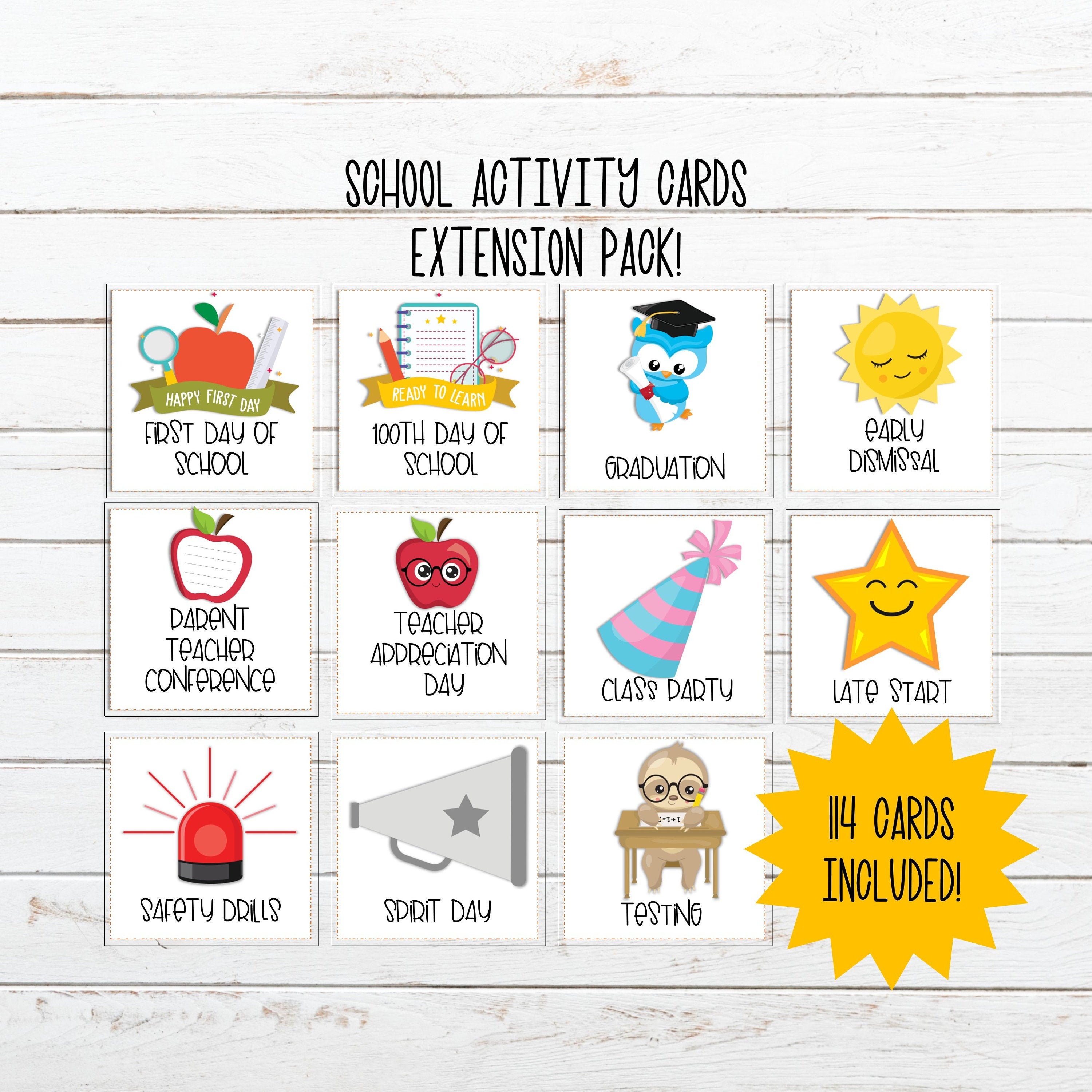 Printable School Activity Cards 114 Cards Included, Visual Calendar ...