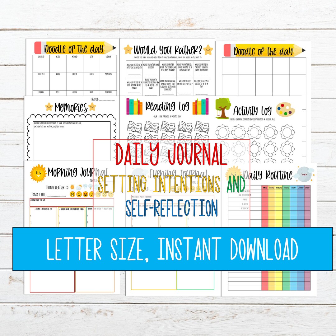 Kids Daily Journal Printable, Daily Reflection for Kids - Etsy