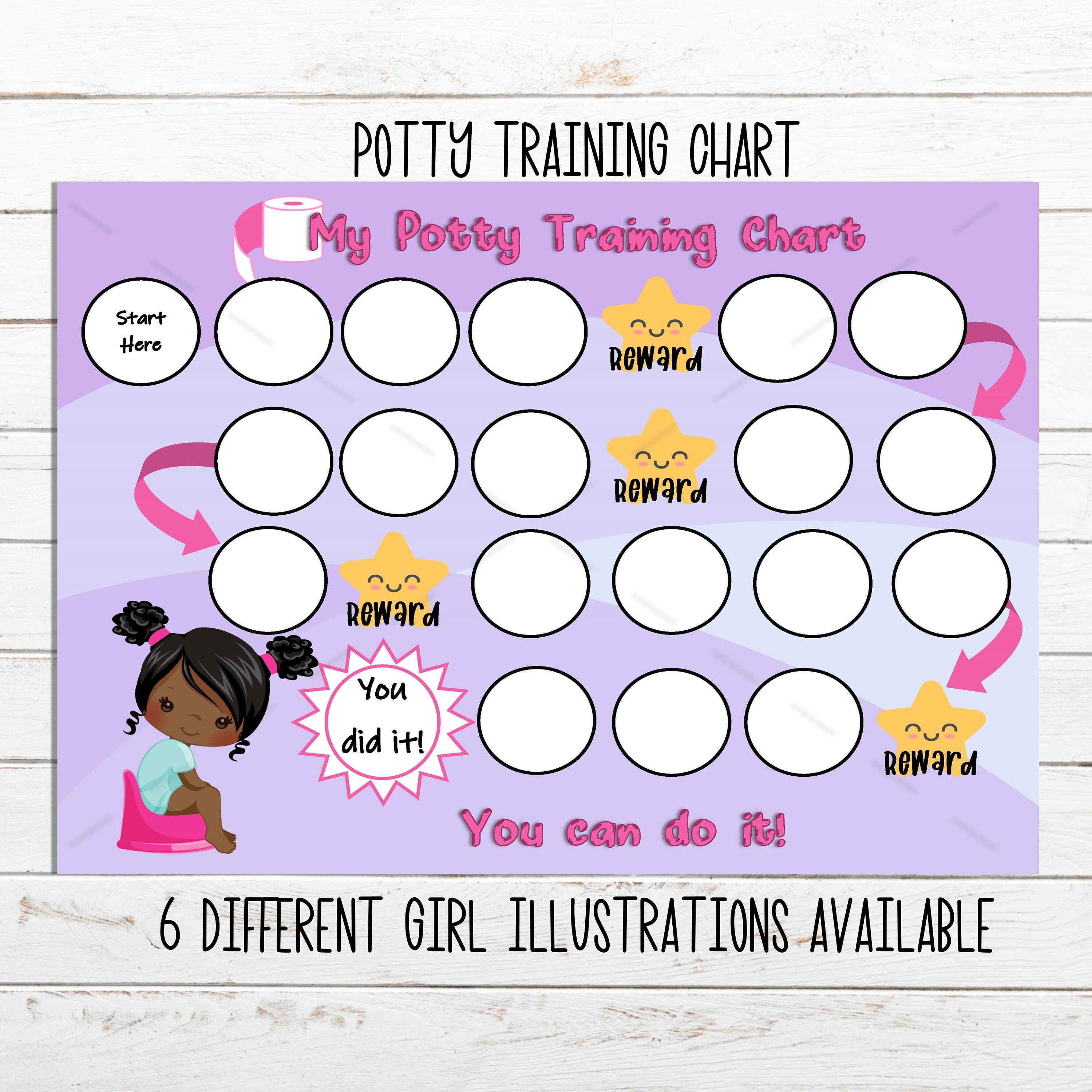 Potty Training Chart for Girls, Reward Stickers Chart - Etsy