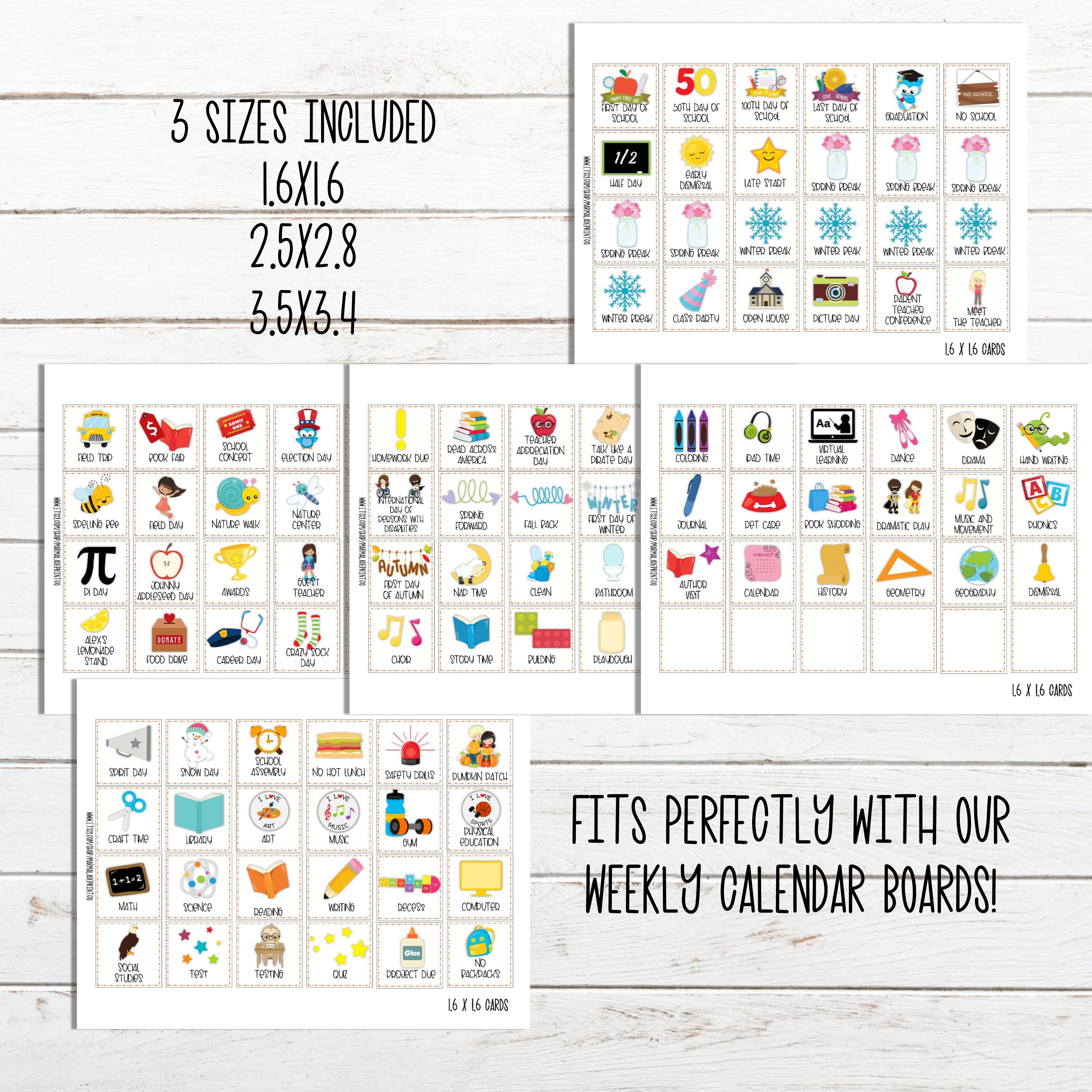 Printable School Activity Cards 114 Cards Included, Visual Calendar ...