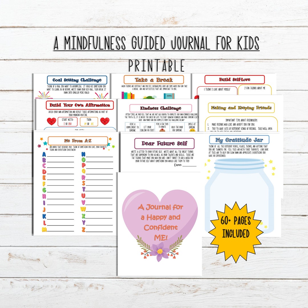 Mindfulness Guided Journal for Kids, Positive Thinking, Mental Health ...