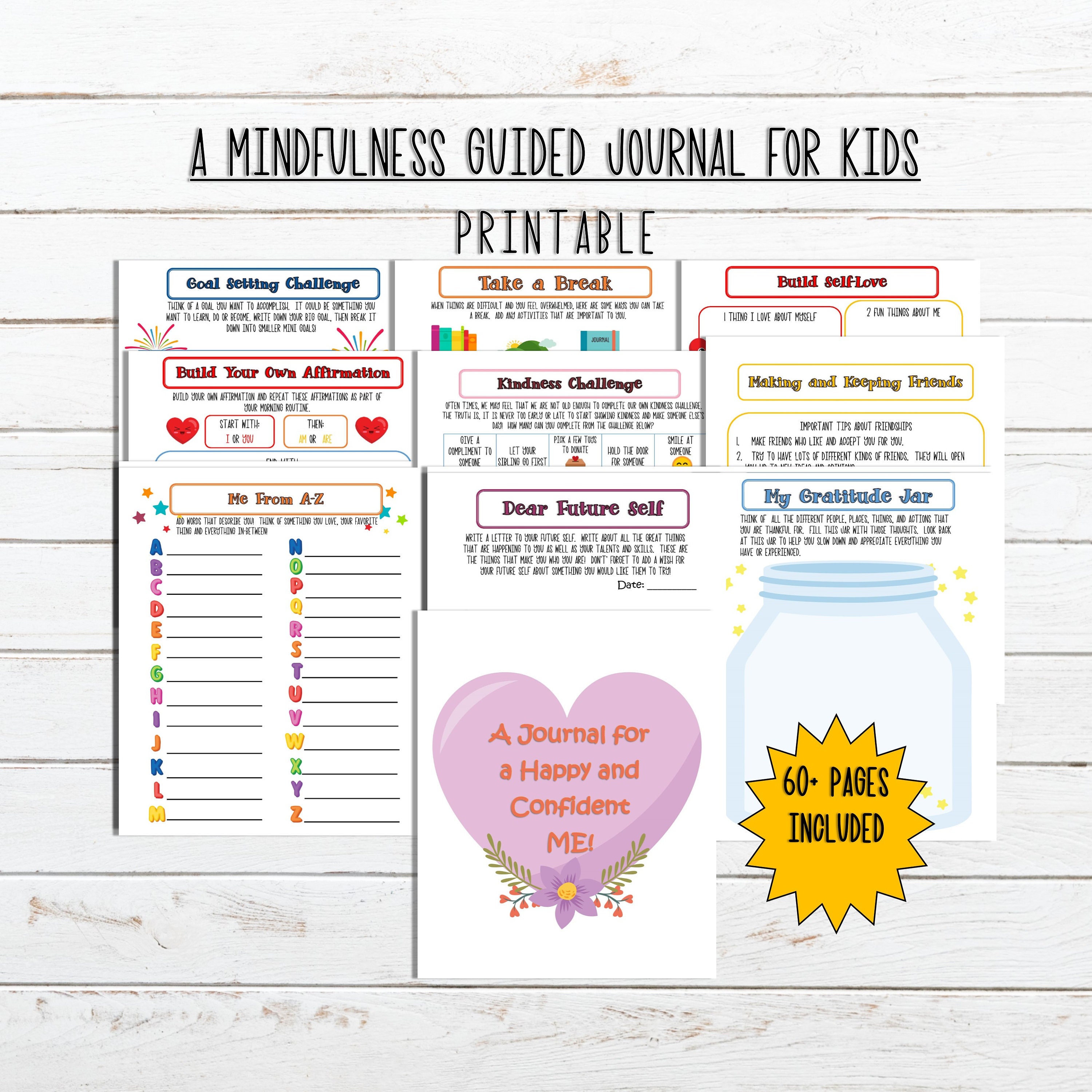 Mindfulness Guided Journal for Kids, Positive Thinking, Mental Health ...