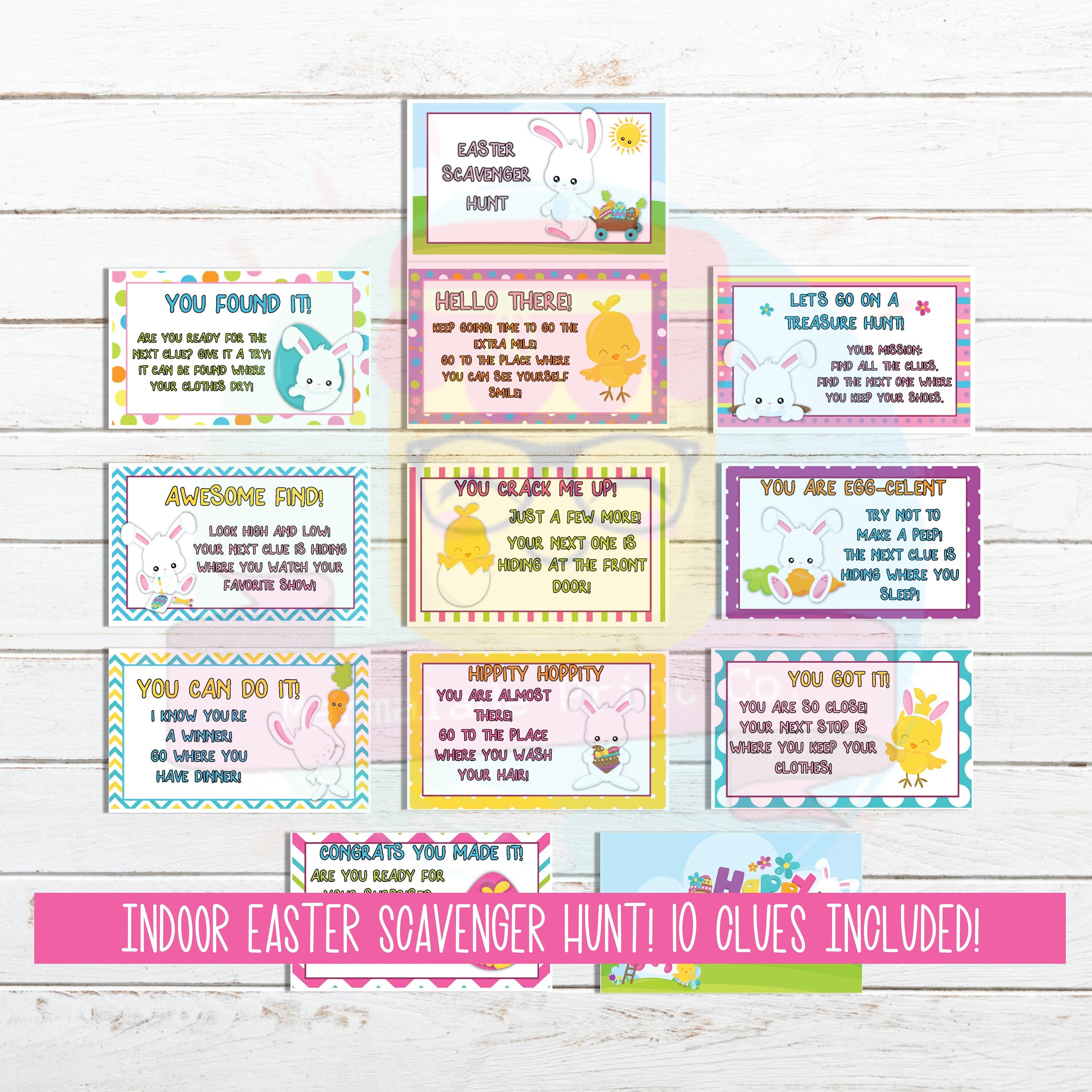 Indoor Easter Scavenger Hunt Clues, Easter Treasure Hunt Clues, Easter ...