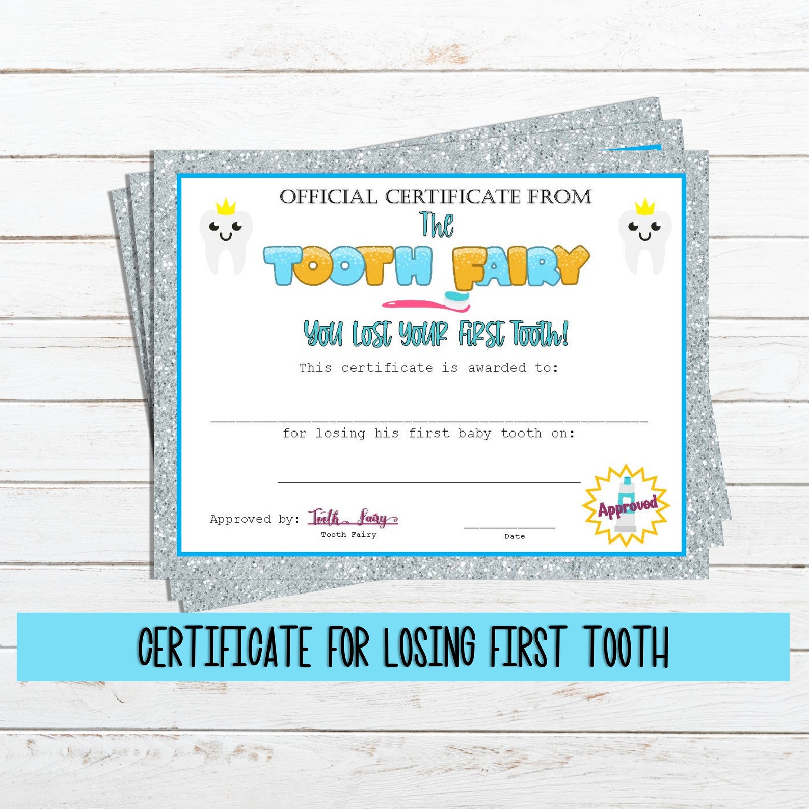 First Lost Tooth Certificate for Boys, Tooth Fairy Certificate for ...
