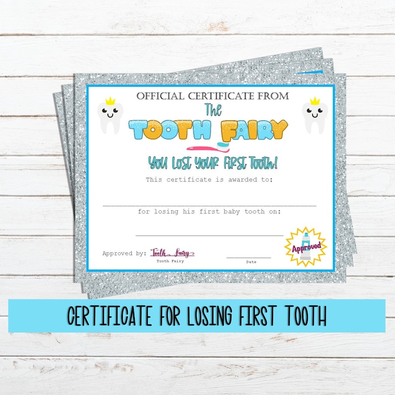 First Lost Tooth Certificate for Boys, Tooth Fairy Certificate for ...