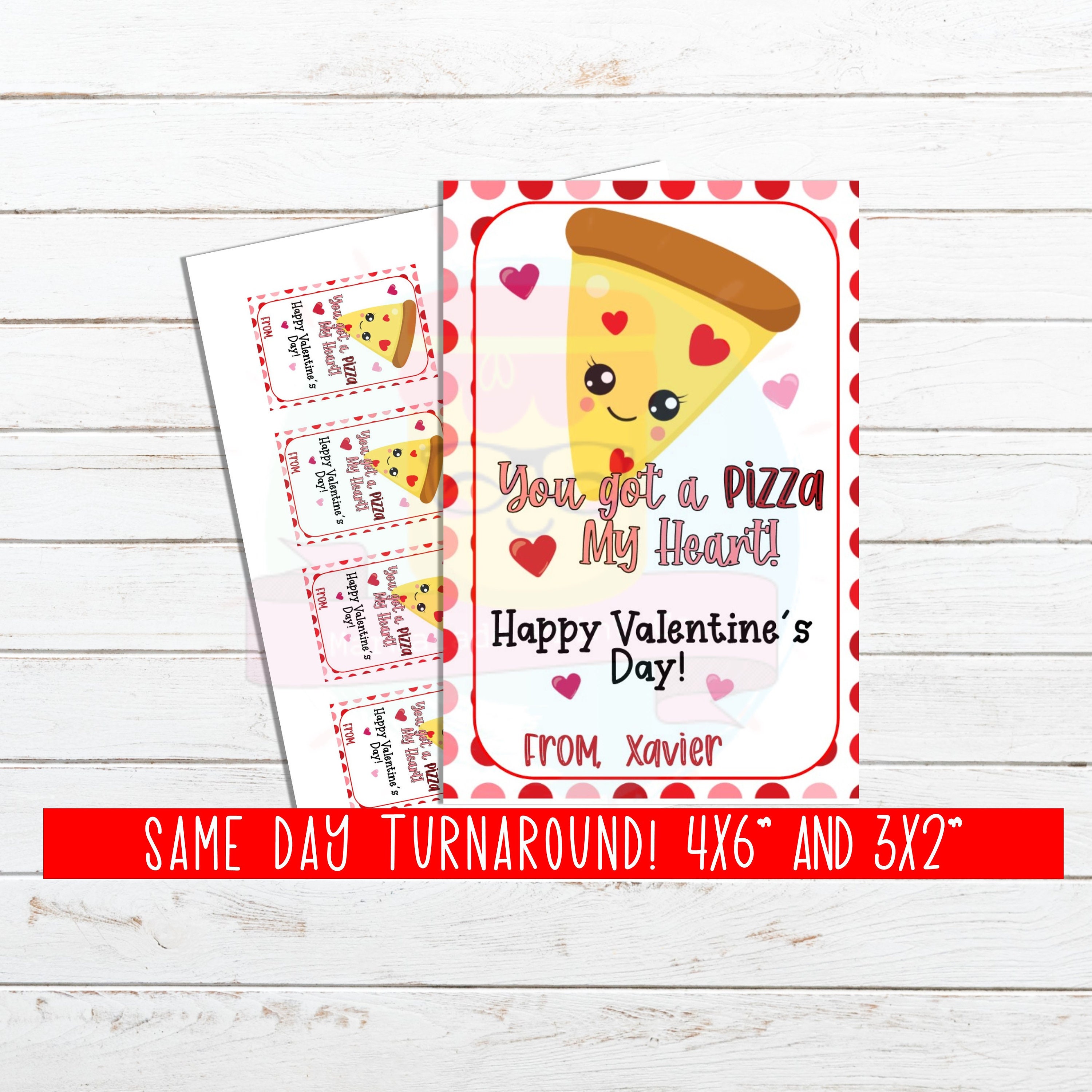 Printable Valentine Card, Valentine Treat Tags, Pizza My Heart ...