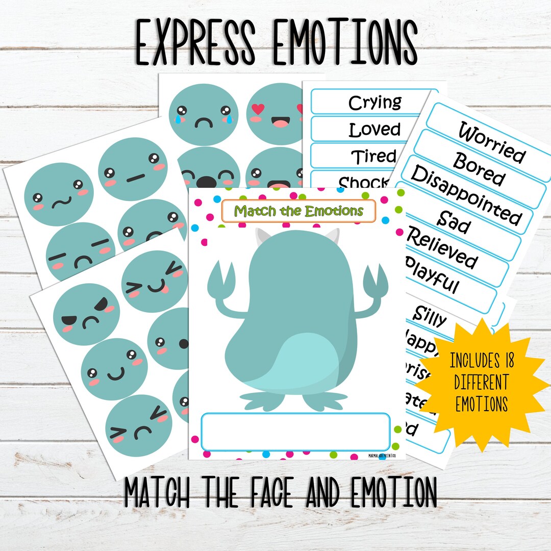 Emotions Match, Feelings Monster, Kids Problem Solve, Social Emotional ...