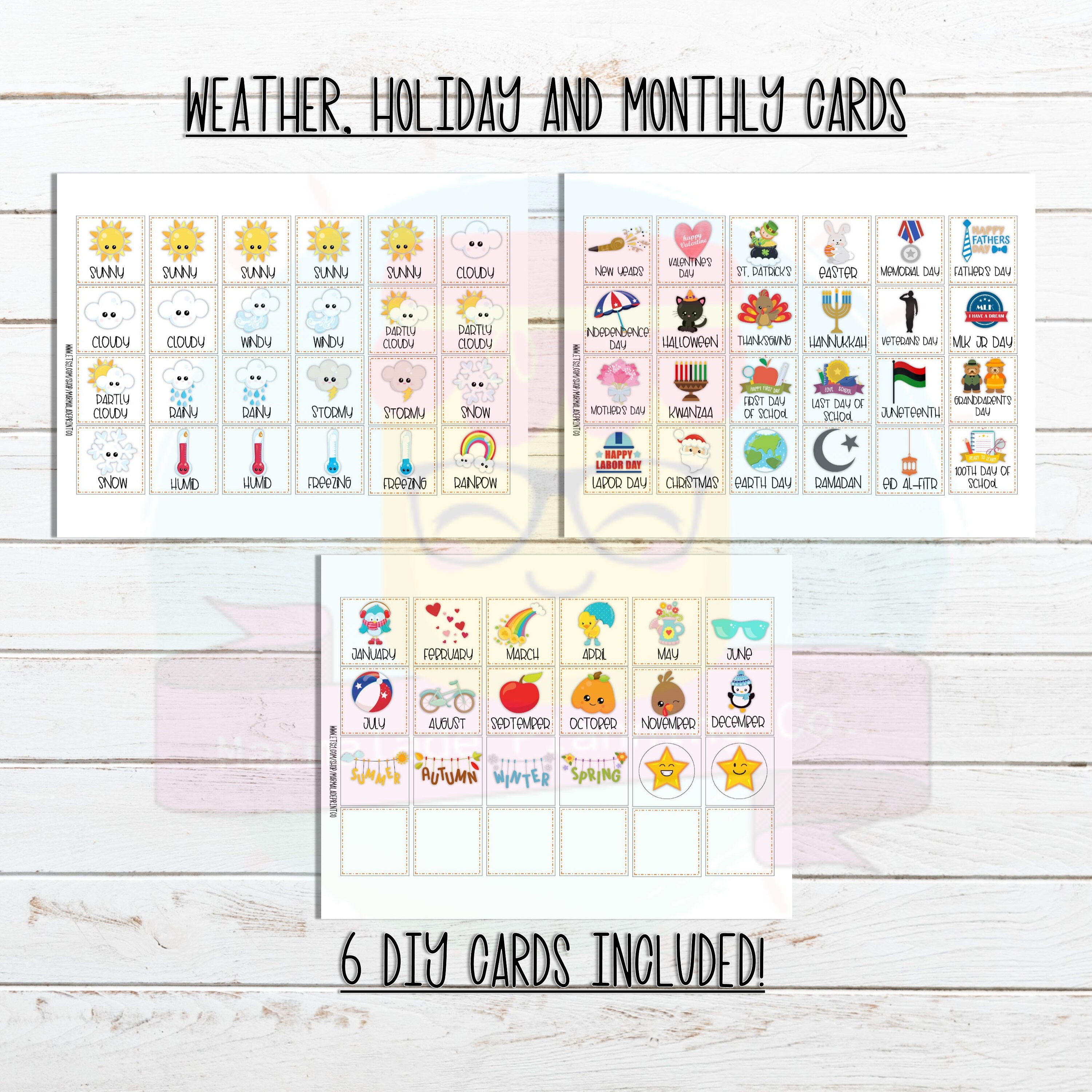 POSTER SIZED Printable Weekly Schedule With 288 Cards, Visual Calendar ...