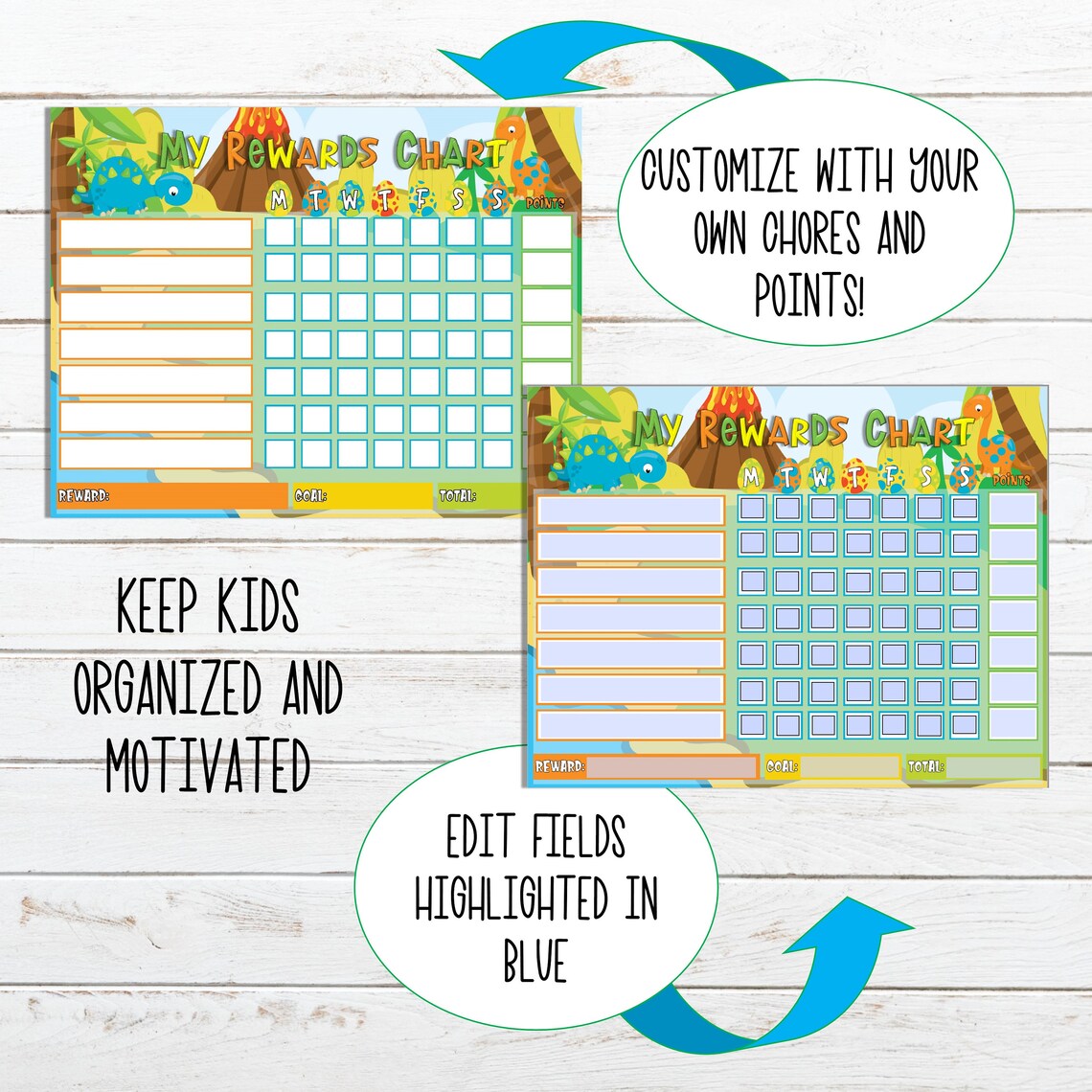 EDITABLE Dinosaur Reward Chart With Tokens, Printable Dinosaur Behavior ...
