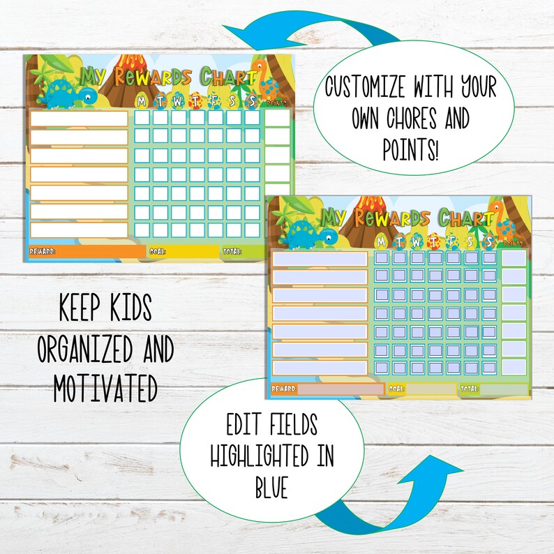 EDITABLE Dinosaur Reward Chart With Tokens, Printable Dinosaur Behavior ...